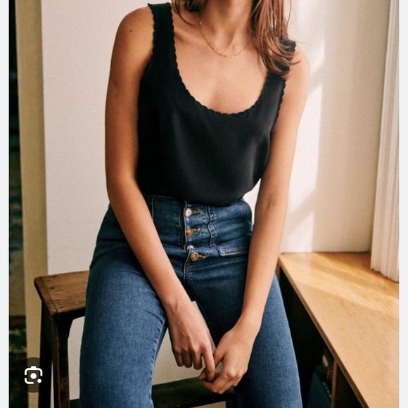 Sezane | Tops | Sezane Lucie Top Blouse Size 36 Us 4 Black 0 Silk New ...